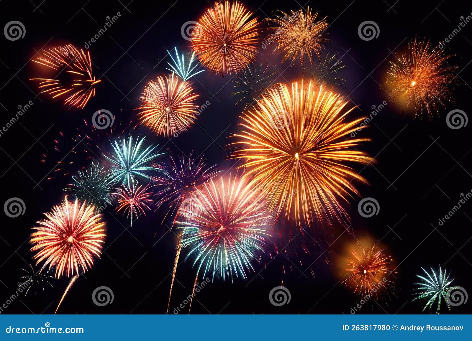 Sparkling Color Fireworks. AI Generated Stock Illustration ...