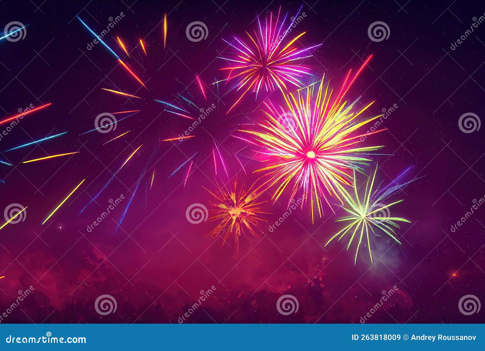 Sparkling Color Fireworks. AI Generated Stock Illustration ...