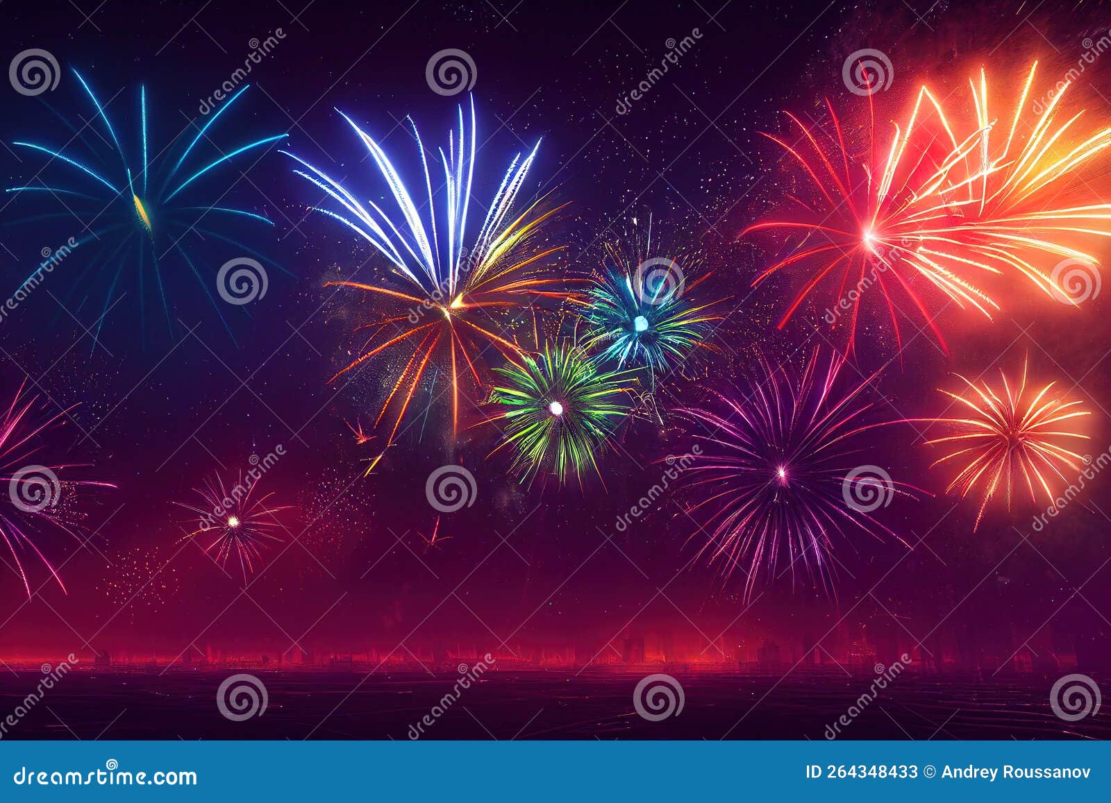 Sparkling Color Fireworks. AI Generated Stock Illustration ...