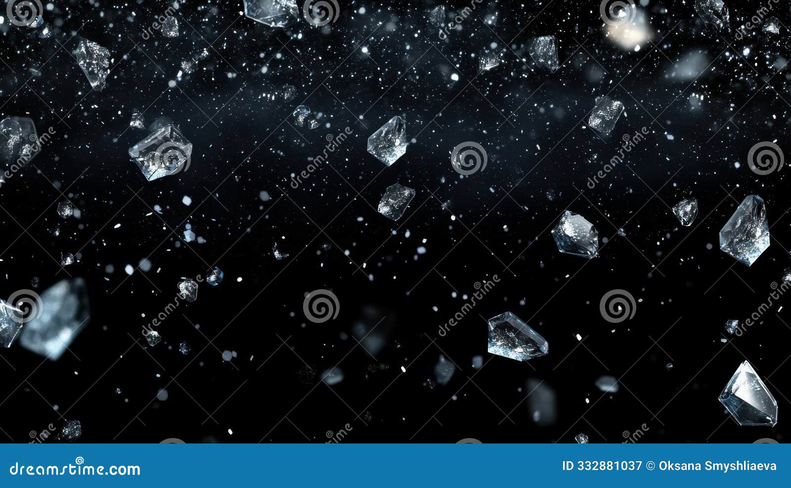 Sparkling Crystals Floating in Dark Space Background Stock Image ...