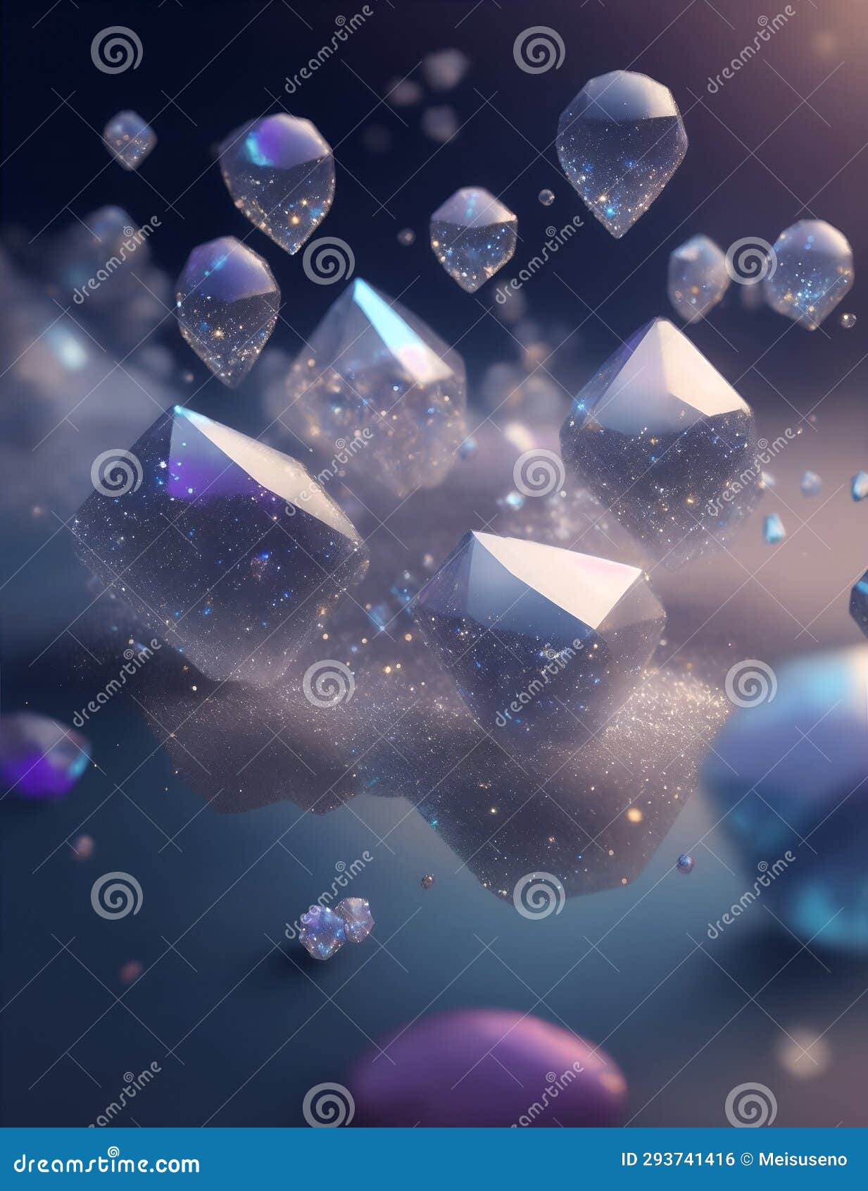 Sparkling Crystals Floating Illustration Stock Illustration ...