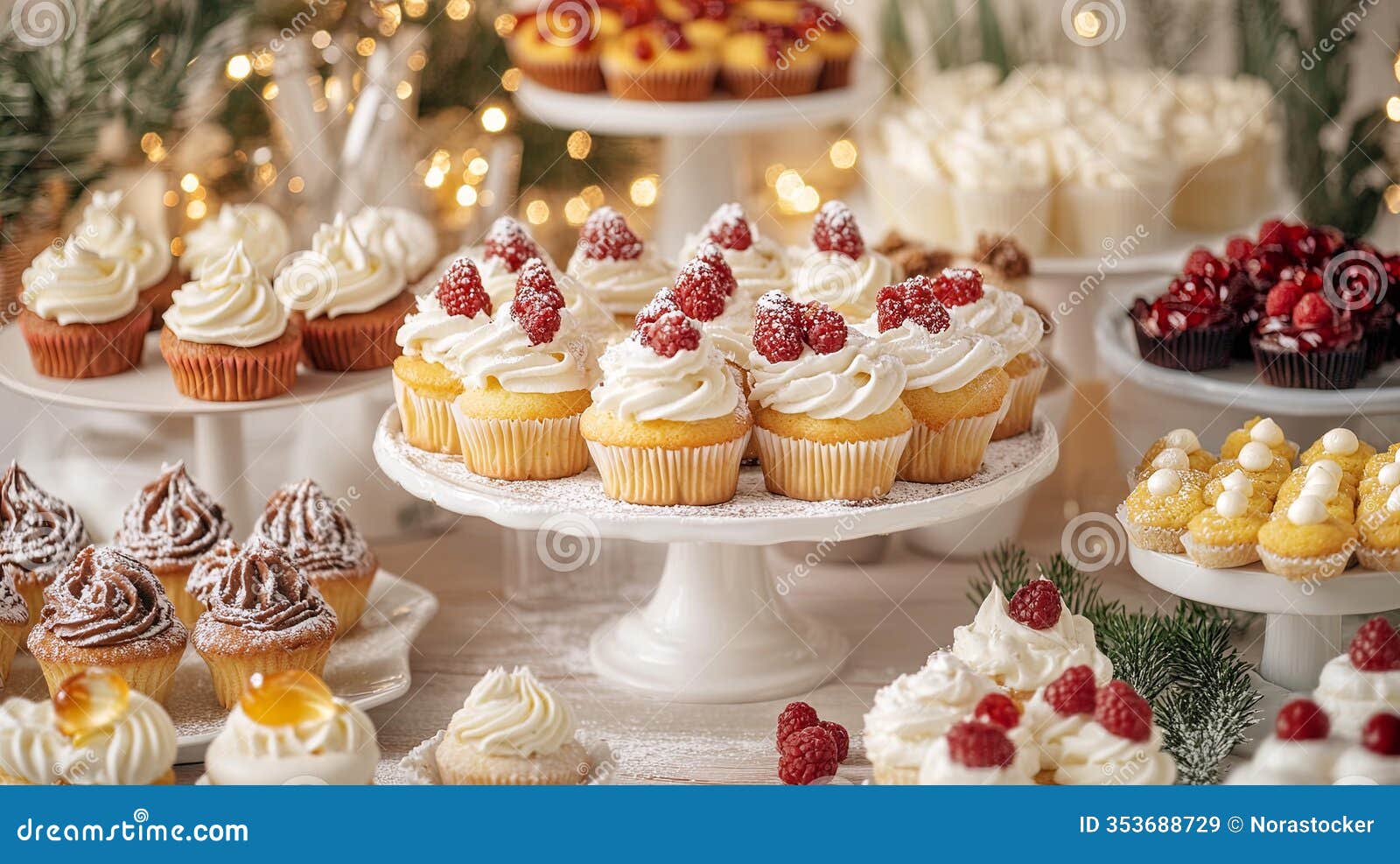 A Sparkling Dessert Table with an Array of Cupcakes, Tarts, and Stock ...