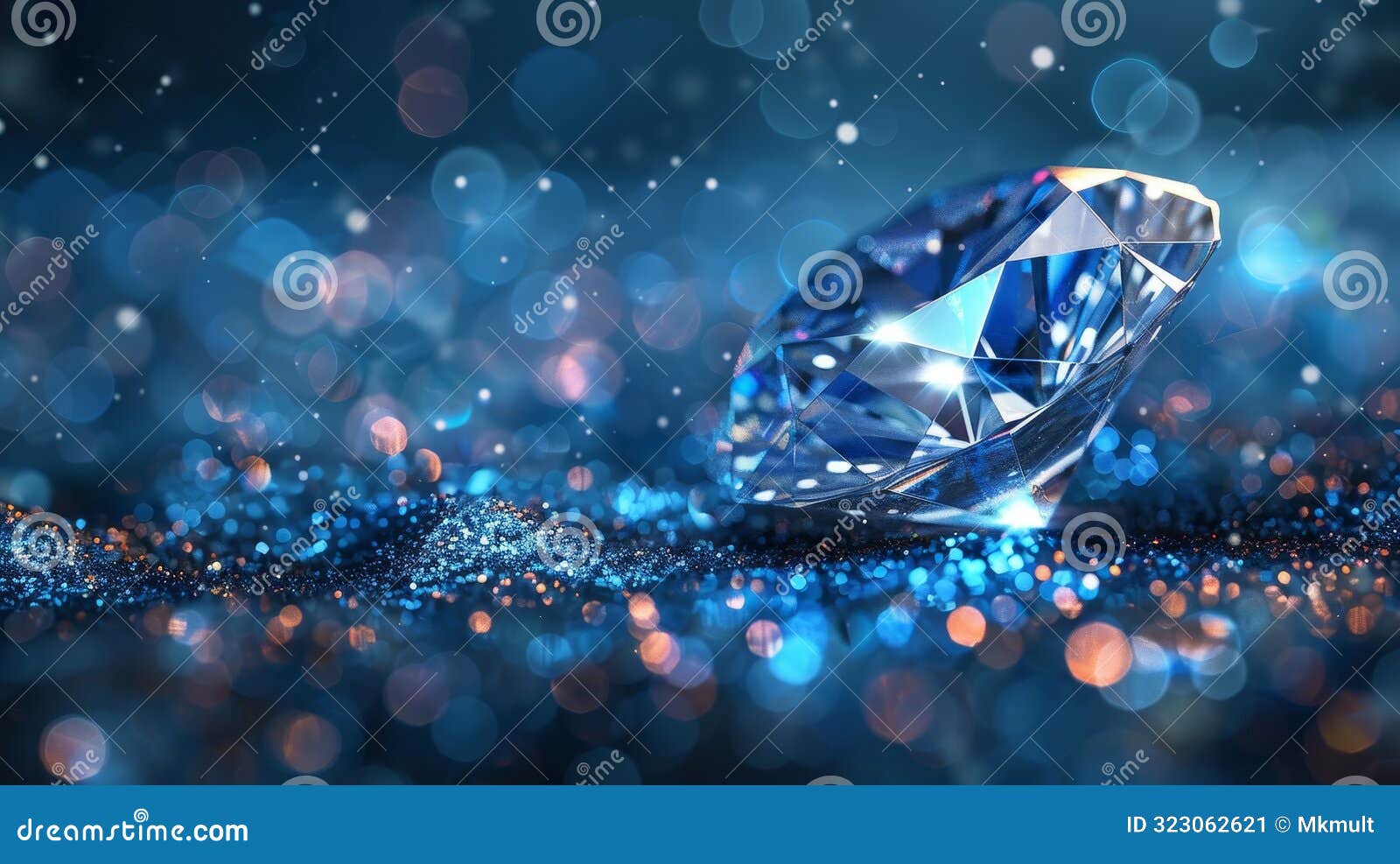 Sparkling Diamond on Blue Glitter Background Stock Image - Image of ...