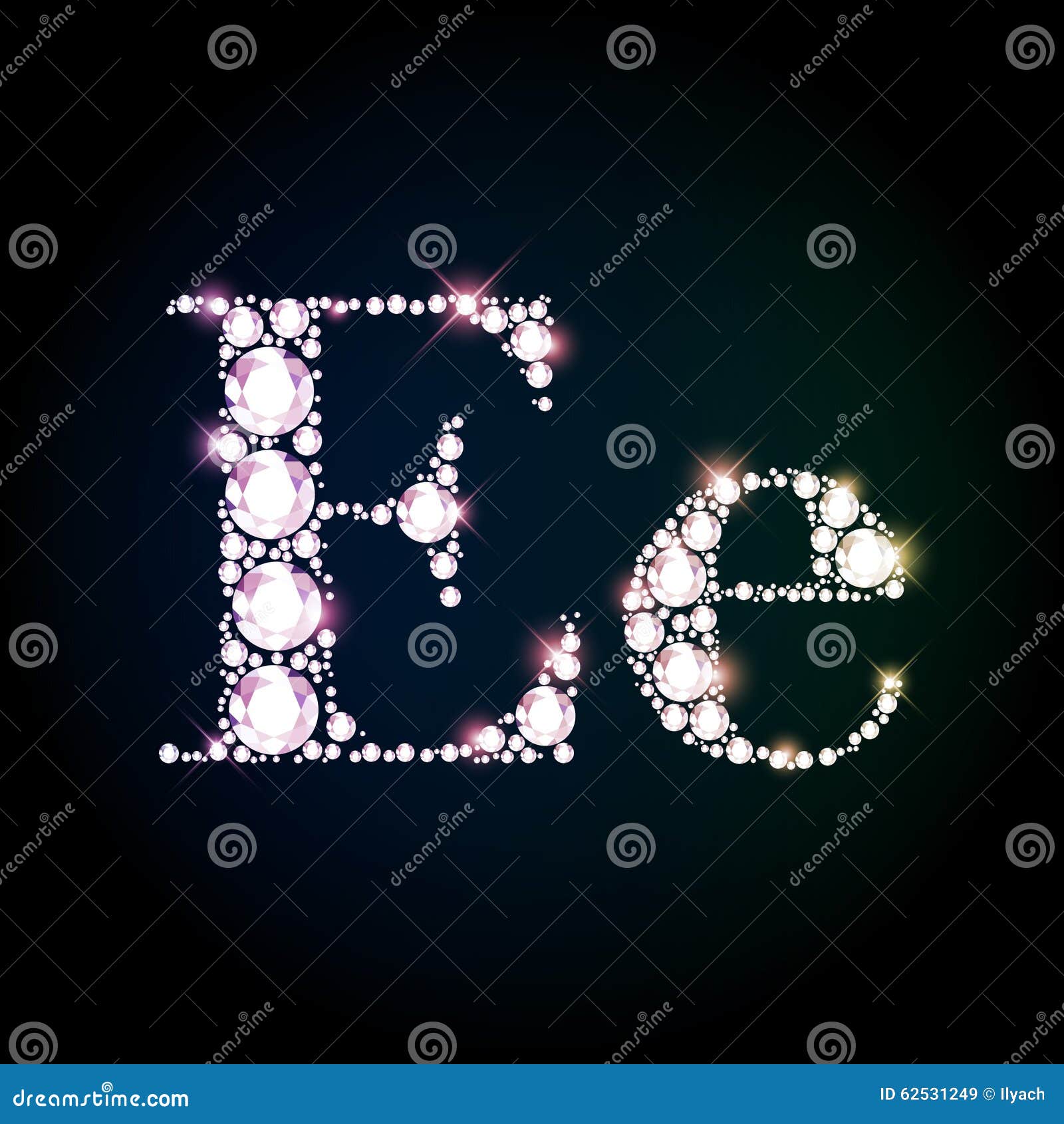 Sparkling Diamond Gemstone Letter E Stock Illustration - Illustration ...