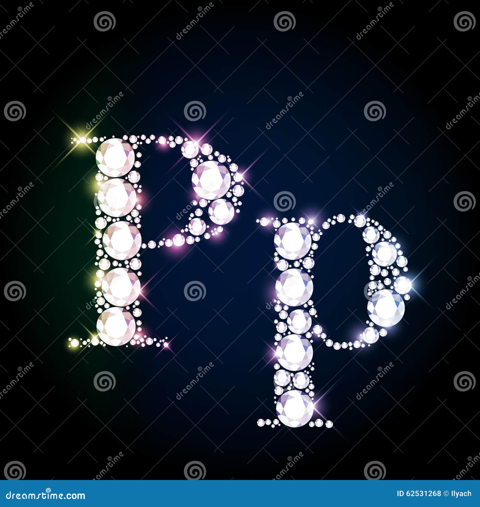 Sparkling Diamond Gemstone Letter P Stock Illustration - Illustration ...