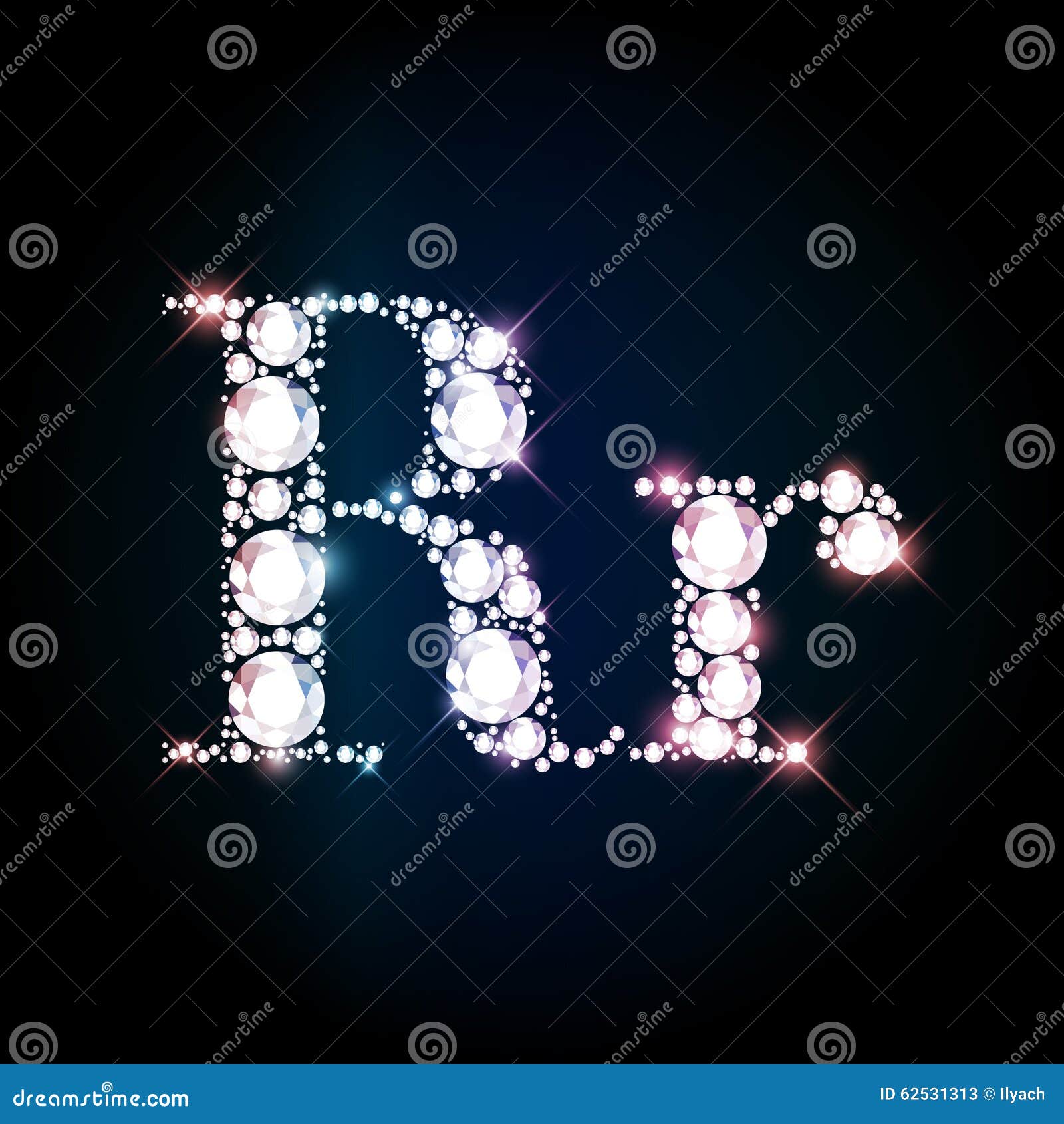 Sparkling Diamond Gemstone Letter R Stock Illustration - Illustration ...