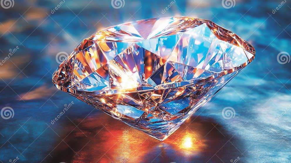 A Sparkling Diamond Reflecting Light and Color Stock Illustration ...