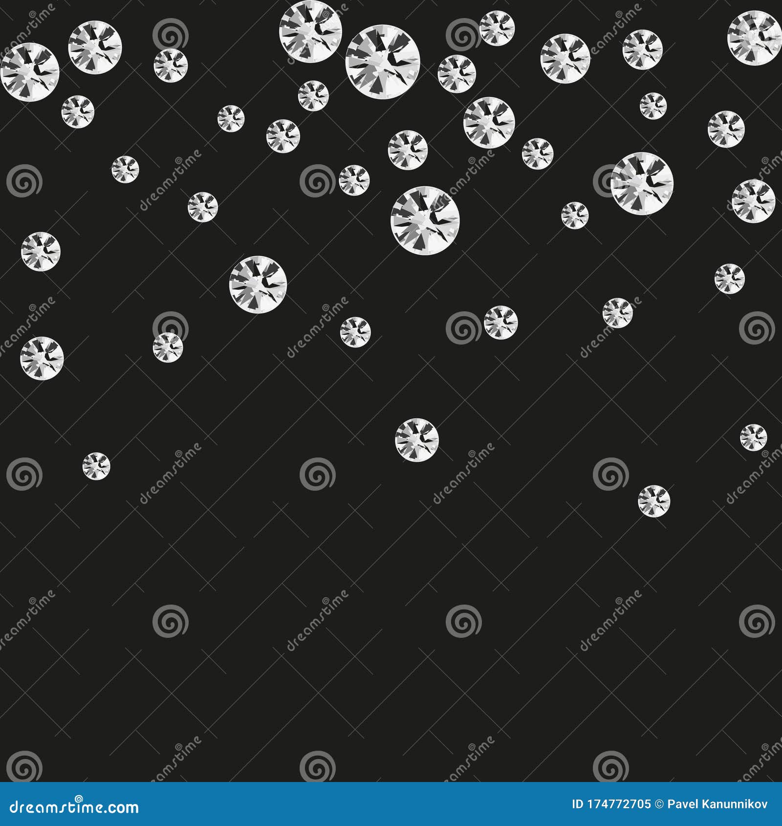 Sparkling Diamonds on Black Background Vector Collection Stock Vector ...