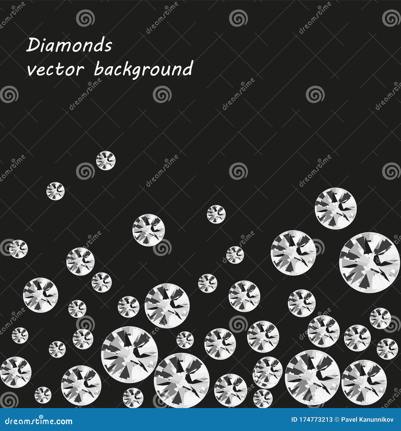 Sparkling Diamonds on Black Background Vector Collection Stock Vector ...