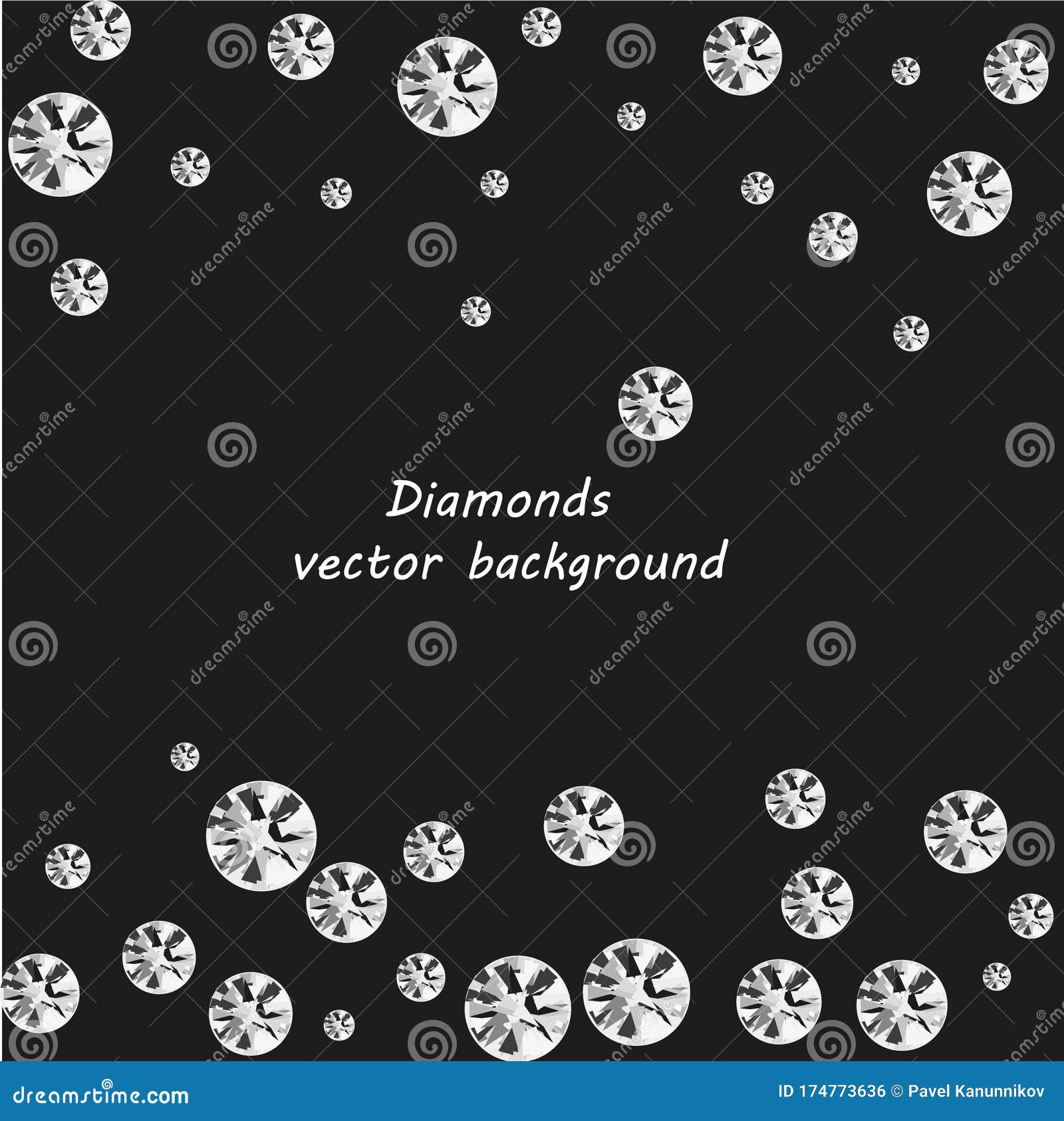 Sparkling Diamonds on Black Background Vector Collection Stock Vector ...