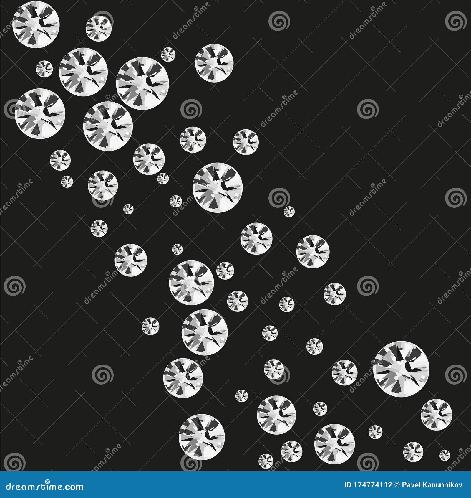Sparkling Diamonds on Black Background Vector Collection Stock Vector ...