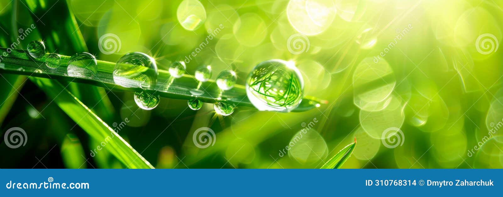 Sparkling Drop of Water on a Blade of Grass, Capturing the Refraction of Light and Details of ...