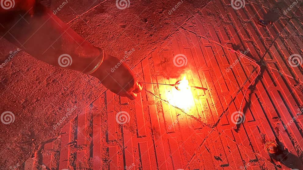 Sparkling Effect of a Red Color Cracker Stock Image - Image of ...