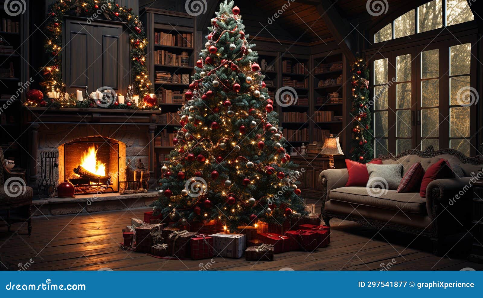 Sparkling Festive Christmas Tree Stock Illustration - Illustration of ...