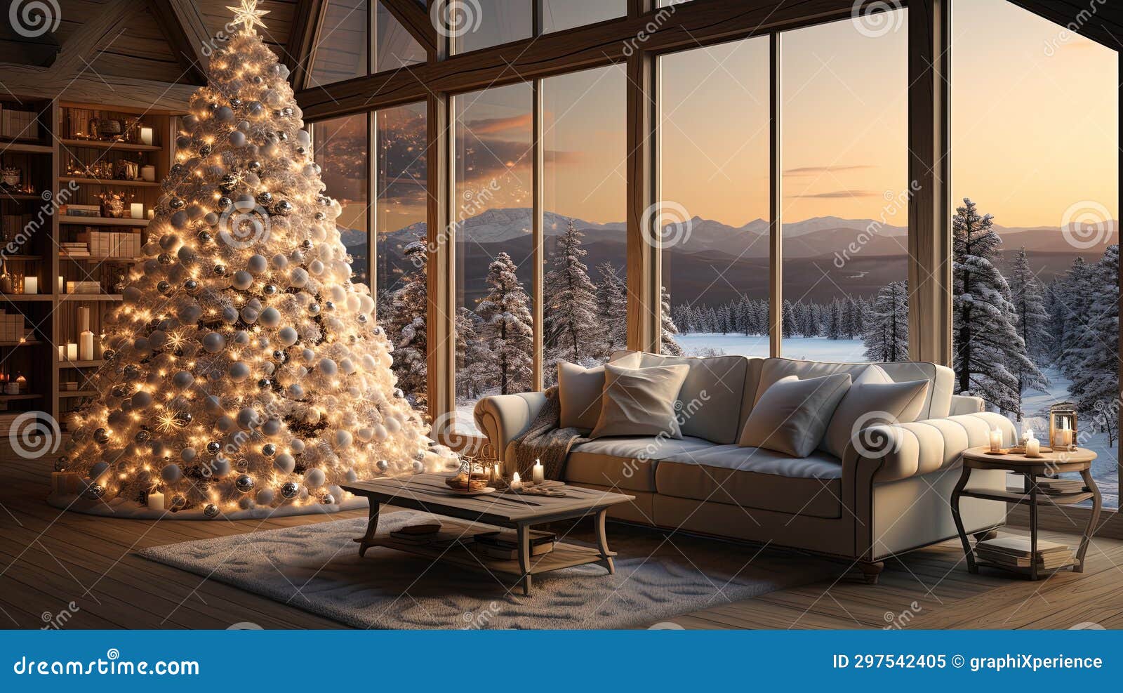 Sparkling Festive Christmas Tree Stock Illustration - Illustration of ...