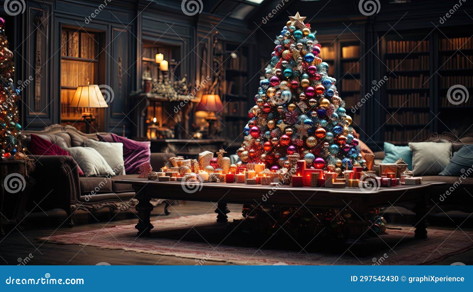 Sparkling Festive Christmas Tree Stock Illustration - Illustration of ...