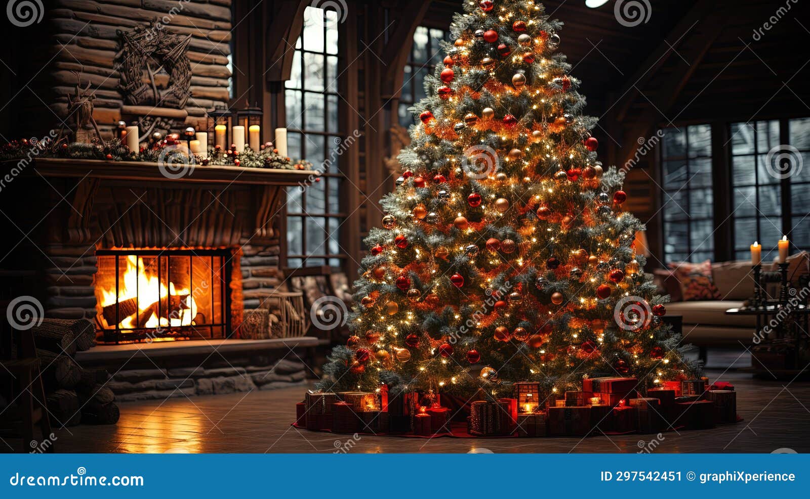 Sparkling Festive Christmas Tree Stock Illustration - Illustration of ...