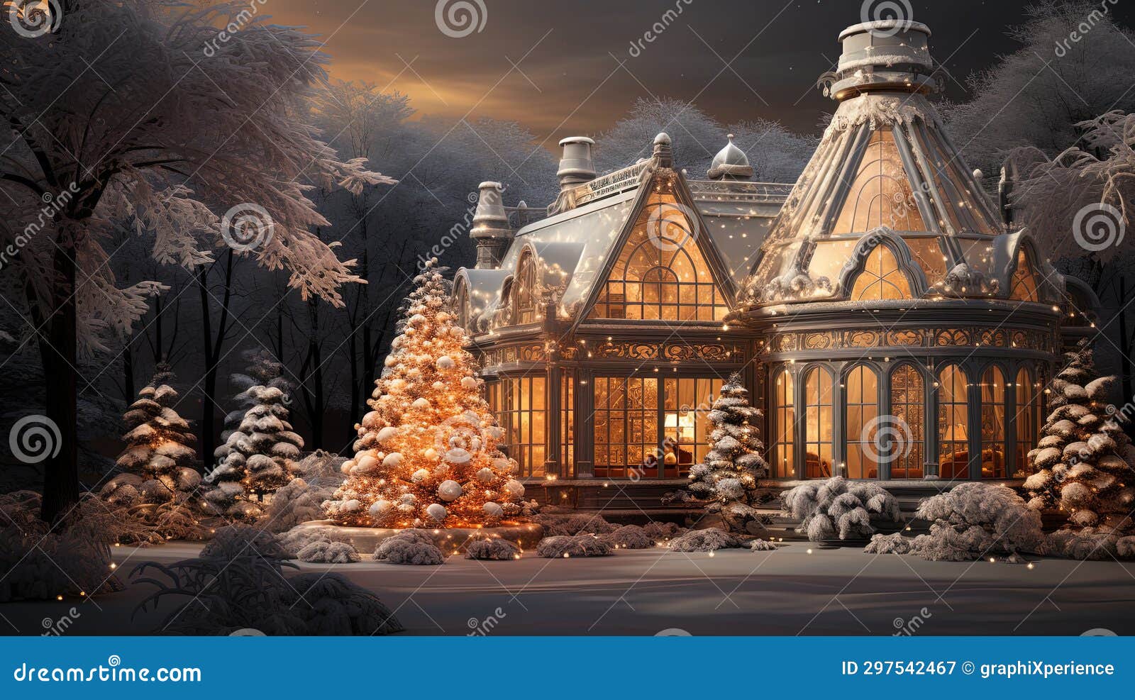 Sparkling Festive Christmas Tree Stock Illustration - Illustration of ...