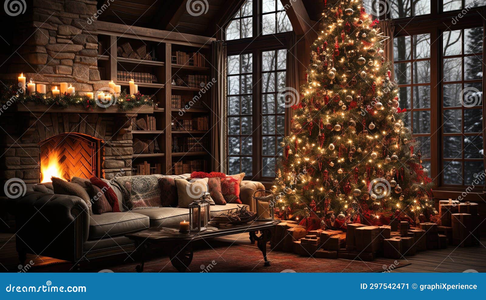 Sparkling Festive Christmas Tree Stock Illustration - Illustration of ...