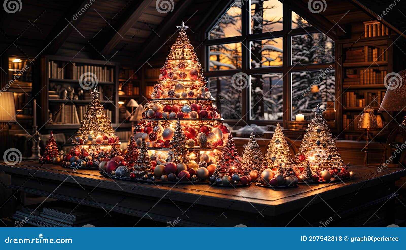 Sparkling Festive Christmas Tree Stock Illustration - Illustration of ...