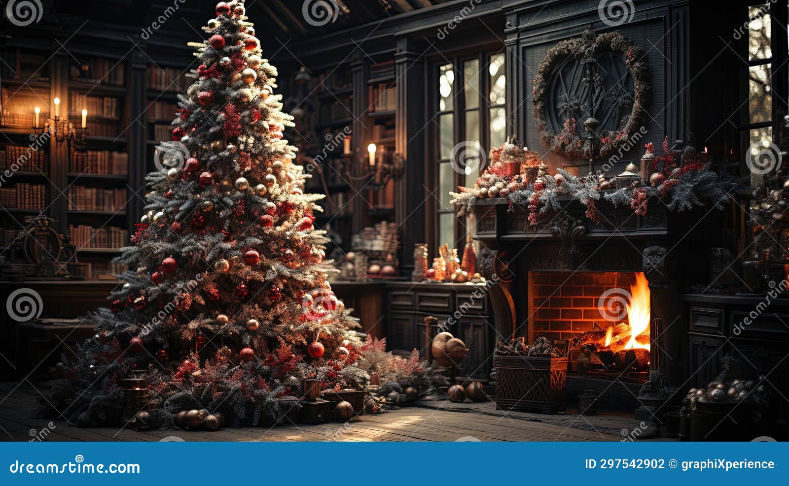 Sparkling Festive Christmas Tree Stock Illustration - Illustration of ...