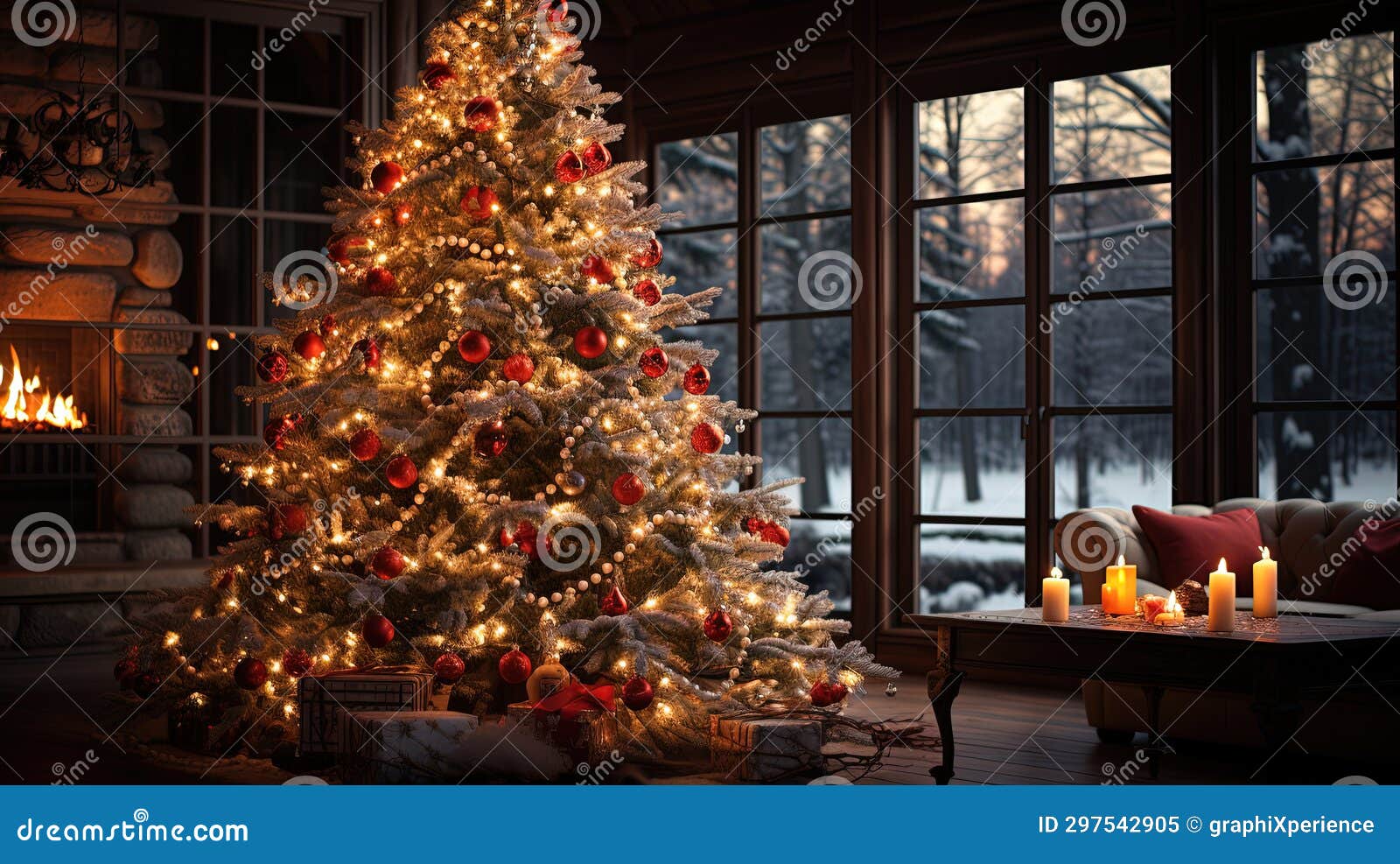 Sparkling Festive Christmas Tree Stock Illustration - Illustration of ...