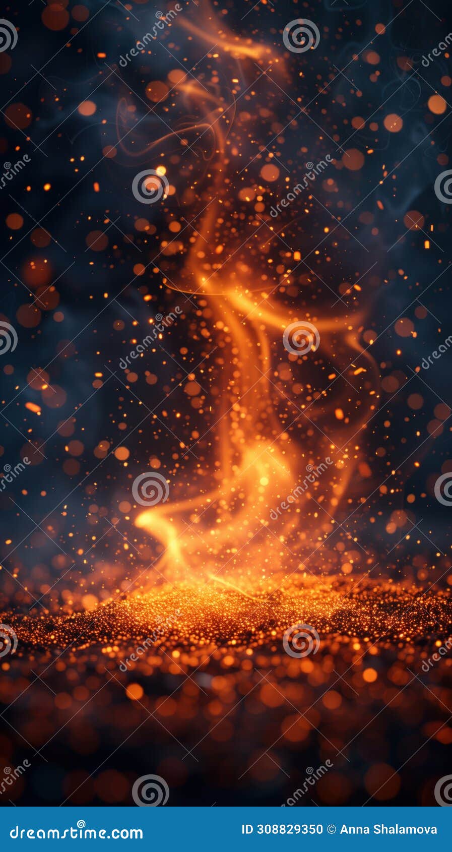 Sparkling Fire Embers Ascending in a Mystical Dance Against a Dark ...