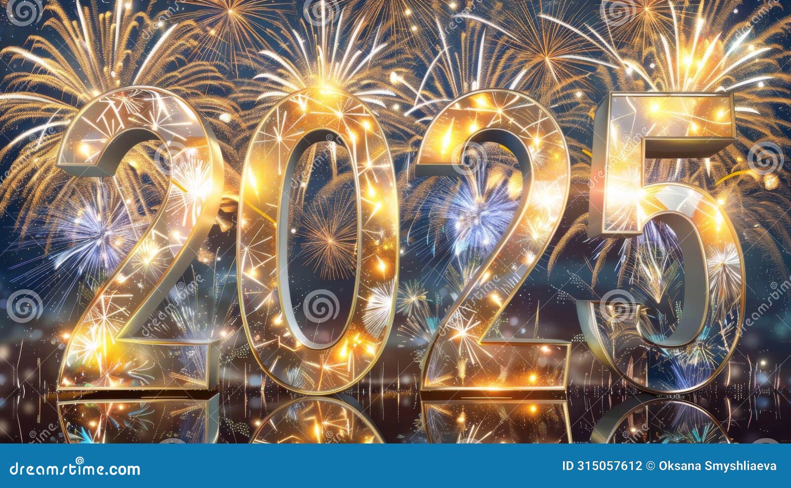 Sparkling Fireworks Display Celebrating the Arrival of 2025 Stock Photo ...