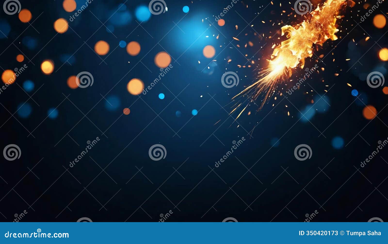 Sparkling Flame Against a Dark Bokeh Background Stock Illustration ...