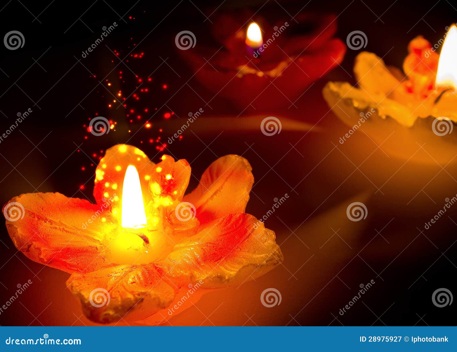 Sparkling Flower Shape Candles Stock Image - Image of candle, flame ...