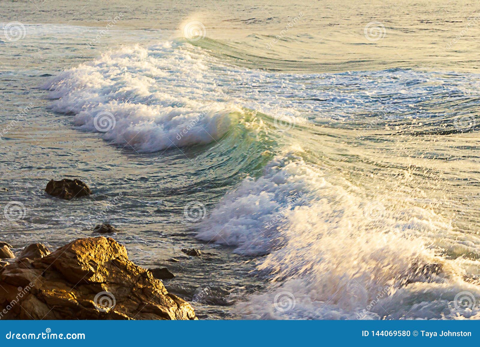 Sparkling Foamy Wave Breaking at Sunrise Stock Photo - Image of cool ...
