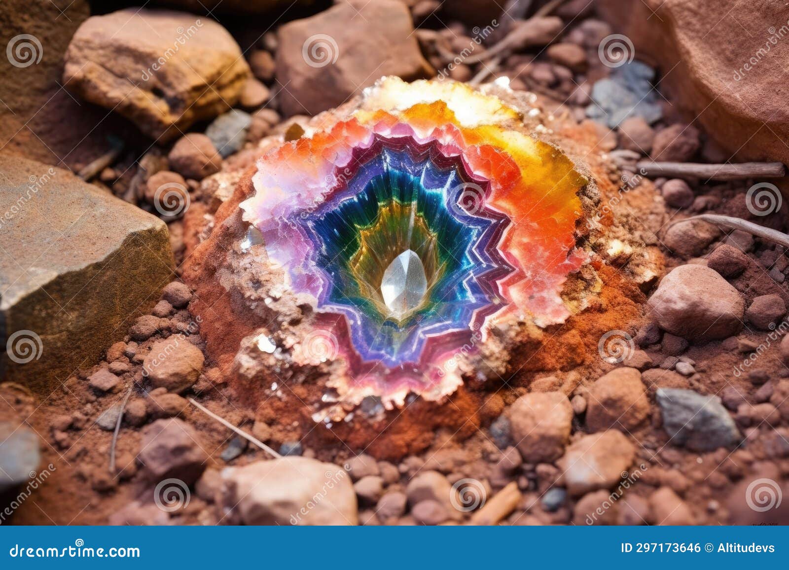 A Sparkling Geode Half Buried in the Ground Stock Photo - Image of ...