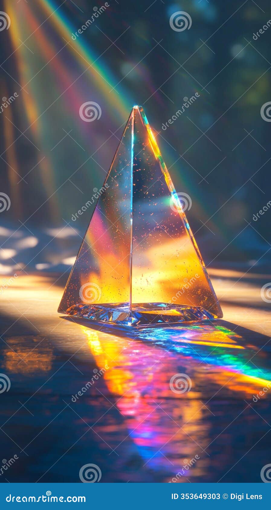 Sparkling Glass Pyramid Casting Rainbow Light Refraction Abstract Art ...