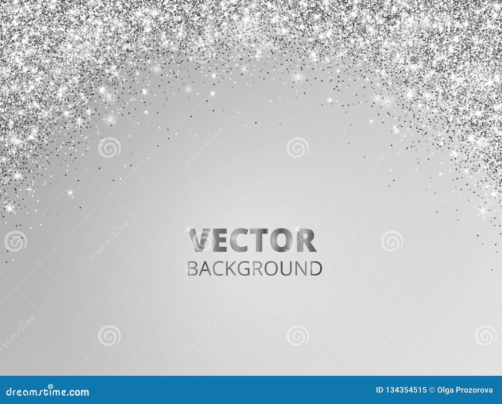 Sparkling Glitter Border, Frame. Falling Silver Dust on Gray Background ...