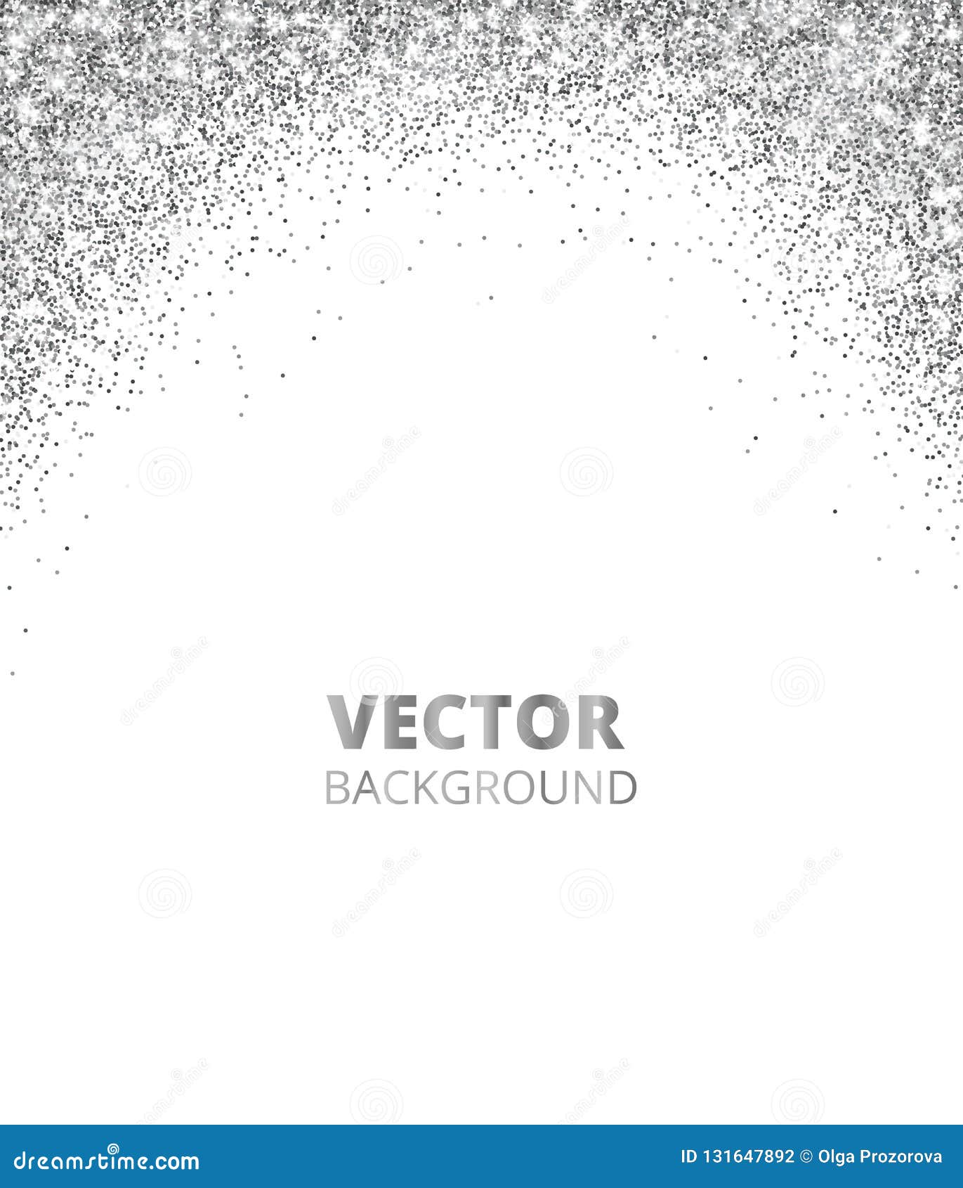 Sparkling Glitter Border, Frame. Falling Silver Dust Isolated on White ...