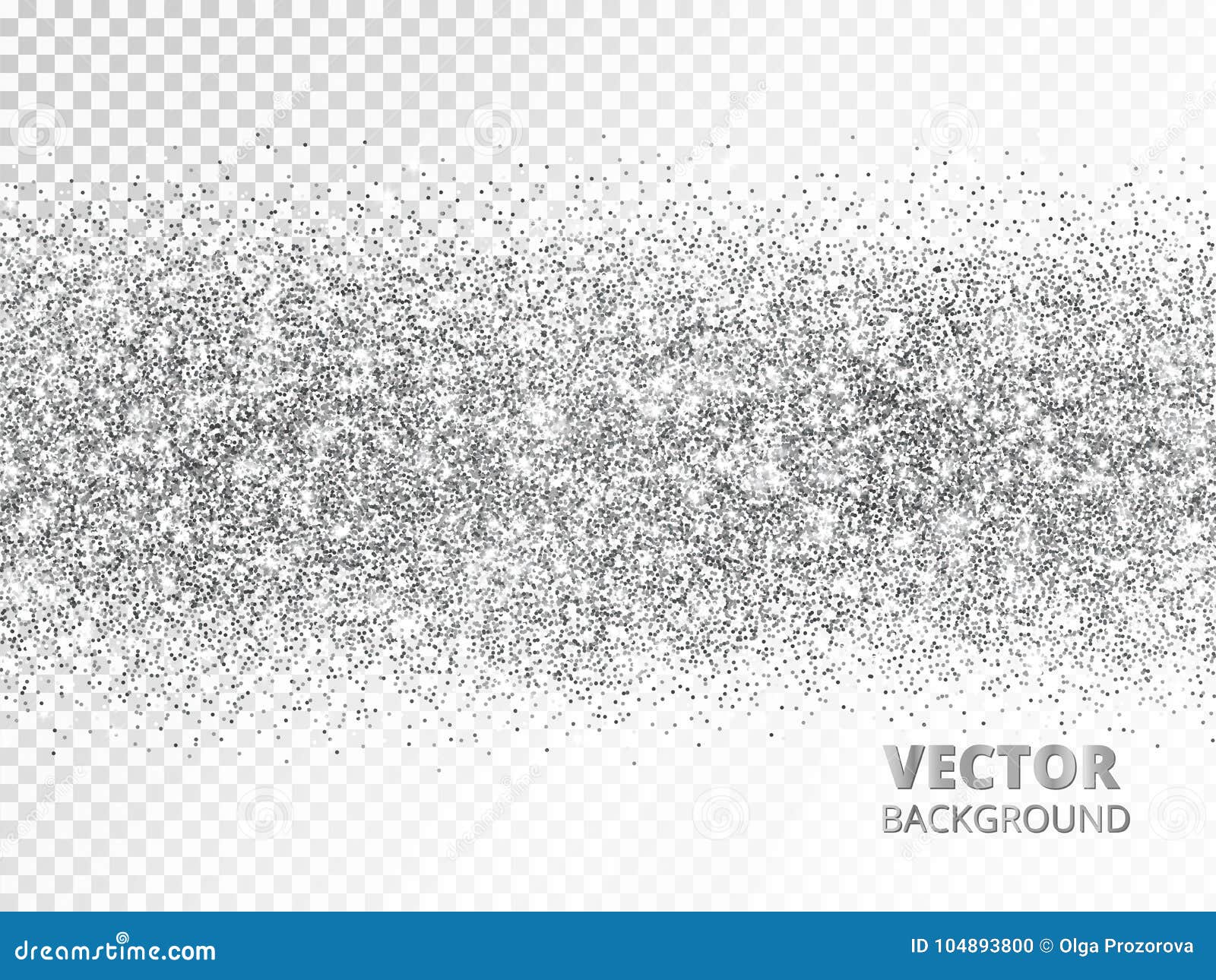 Sparkling Glitter Border Isolated on White. Silver Rectangle of Glitter ...