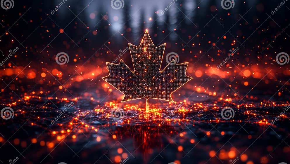 Sparkling Glowing Maple Leaf Stock Photo - Image of nature, forest ...