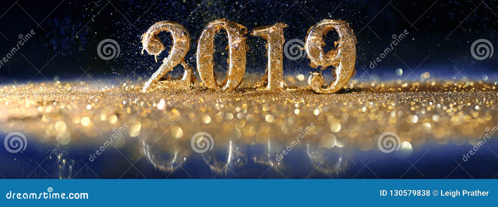2019 in Gold Numbers Celebrating the New Year Stock Photo - Image of ...