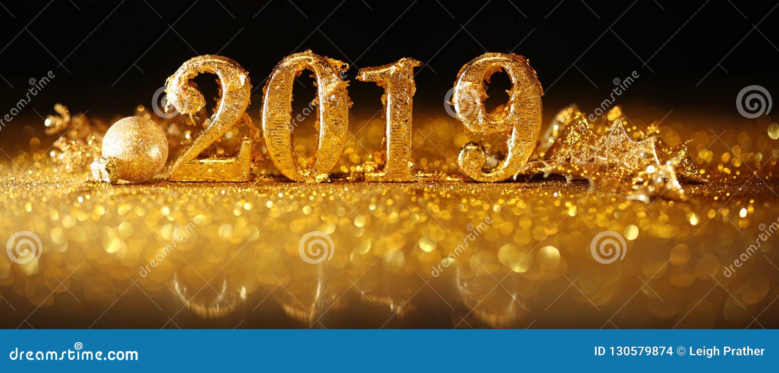 2019 in Gold Numbers Celebrating the New Year Stock Photo - Image of ...