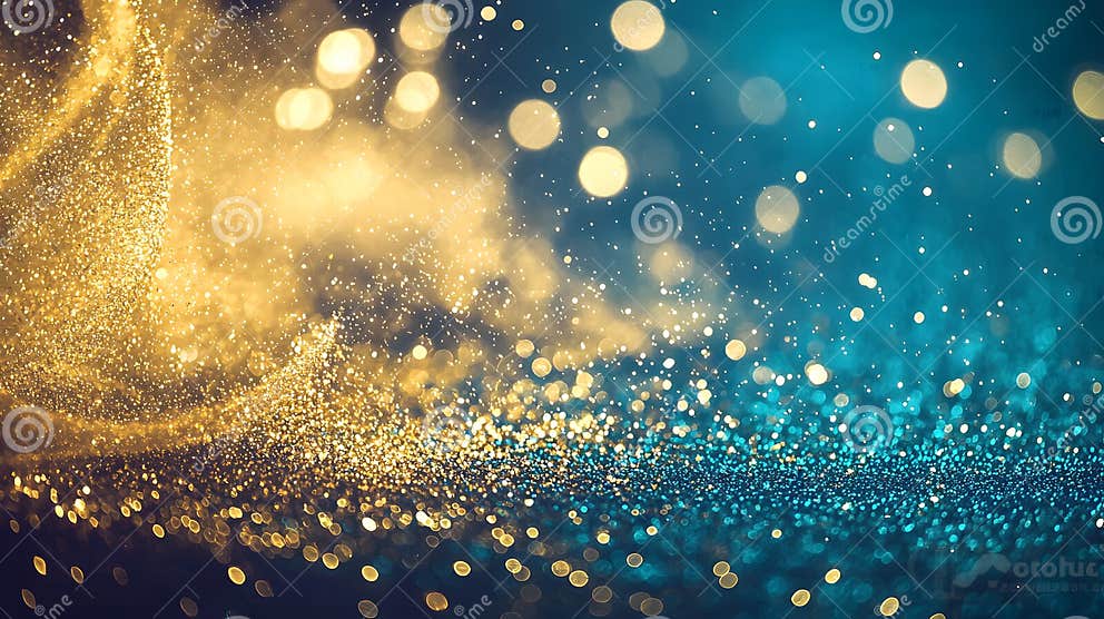 Sparkling Golden and Blue Abstract Background Stock Image - Image of ...