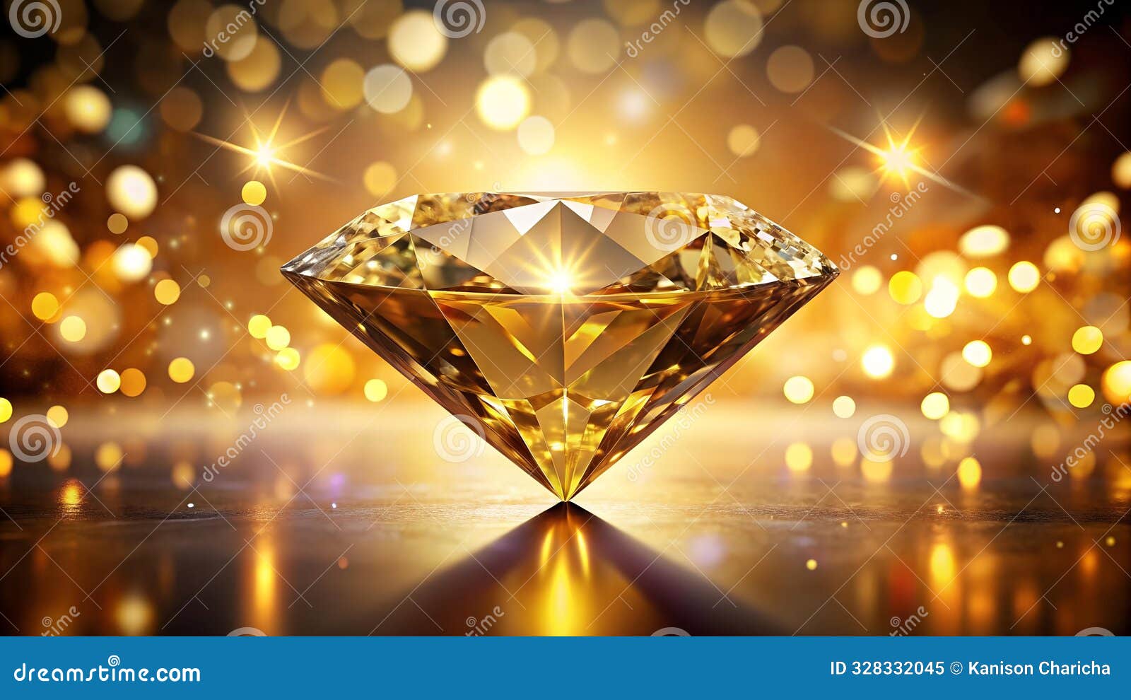 Sparkling Golden Diamond with Gradient Effect AI Generated Stock ...