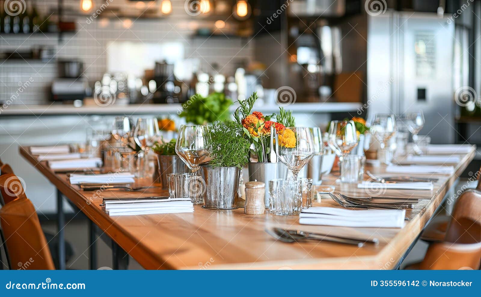 A Sparkling Kitchen Setup for a Cooking Class with Utensils and Fresh ...