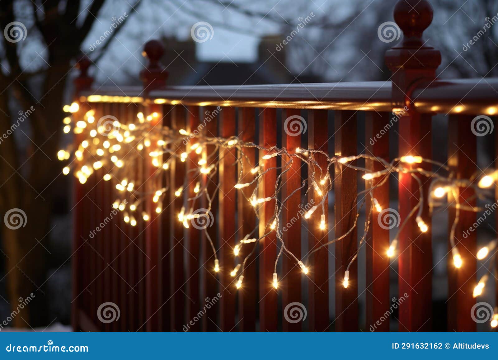 Sparkling Led Fairy Lights Wrapped Around a Railing Stock Photo - Image ...
