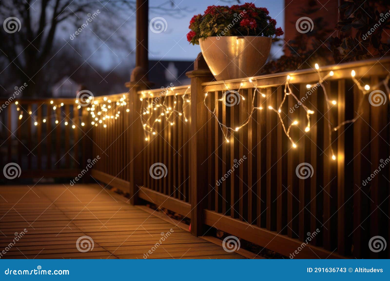 Sparkling Led Fairy Lights Wrapped Around a Railing Stock Image - Image ...