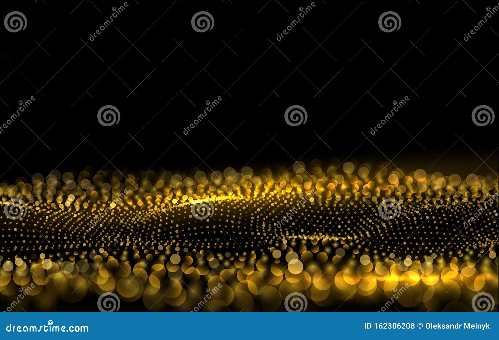 Sparkling Luminous Gold Stars Beautiful 3d Wave Shaped Array of Blended ...