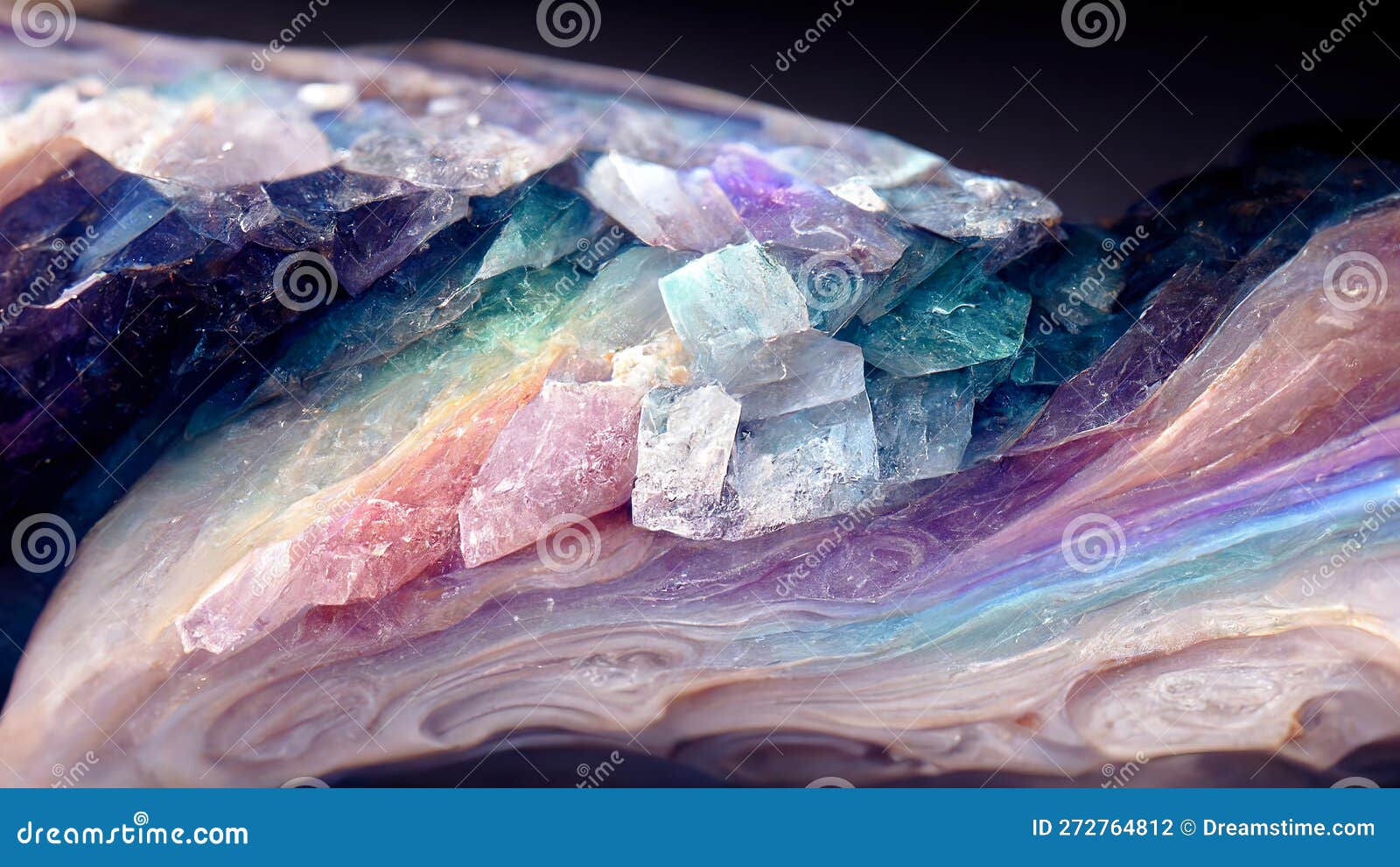 Sparkling Multi-colored Crystals with Rays of Light on Black Background ...