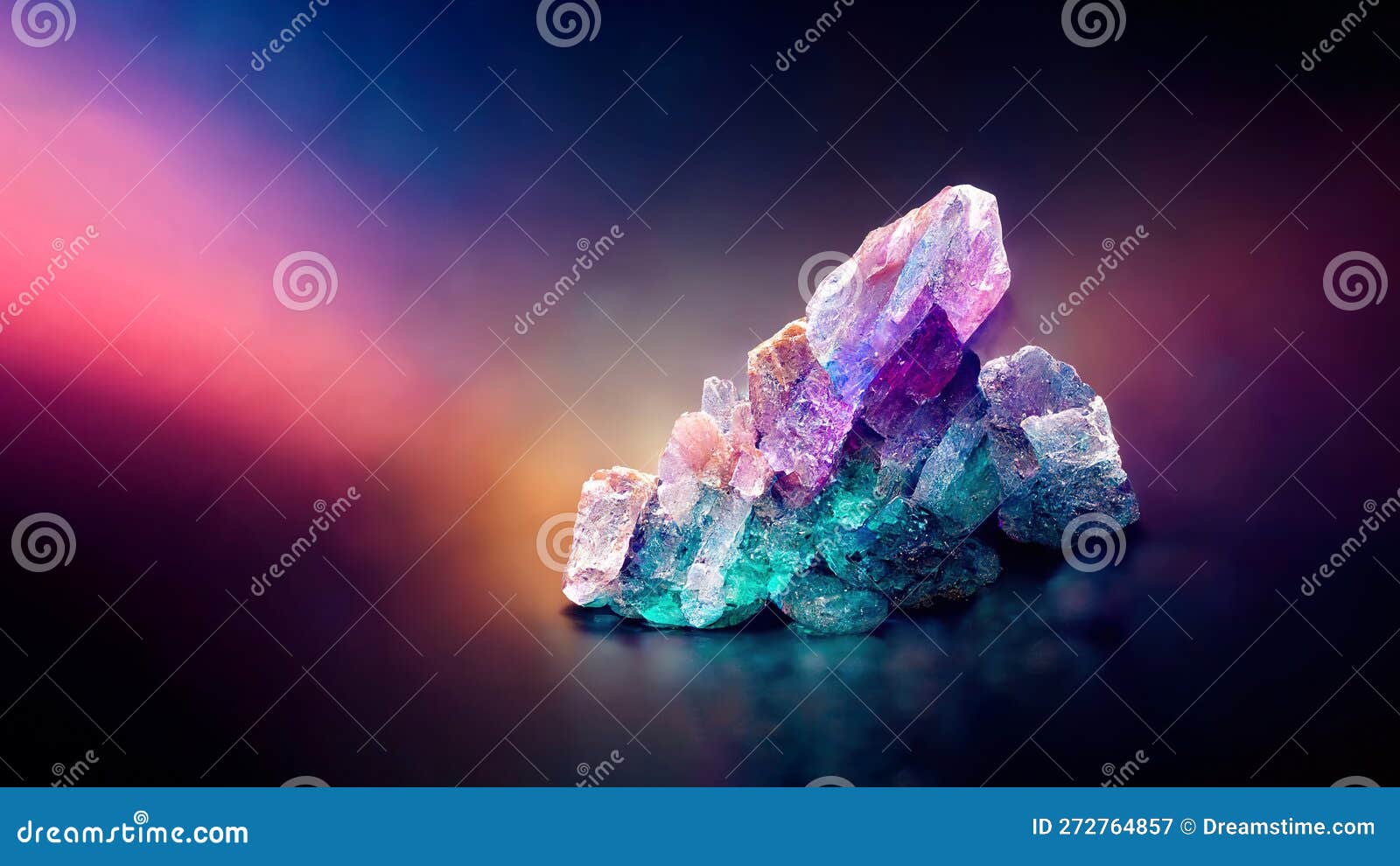 Sparkling Multi-colored Crystals with Rays of Light on Black Background ...