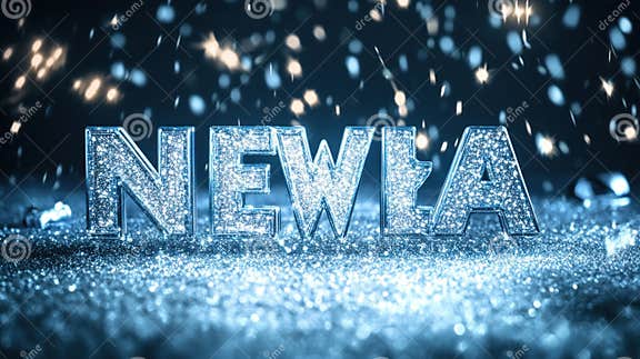 Sparkling "New Era" Text on Glittery Surface with Falling Snow Stock ...