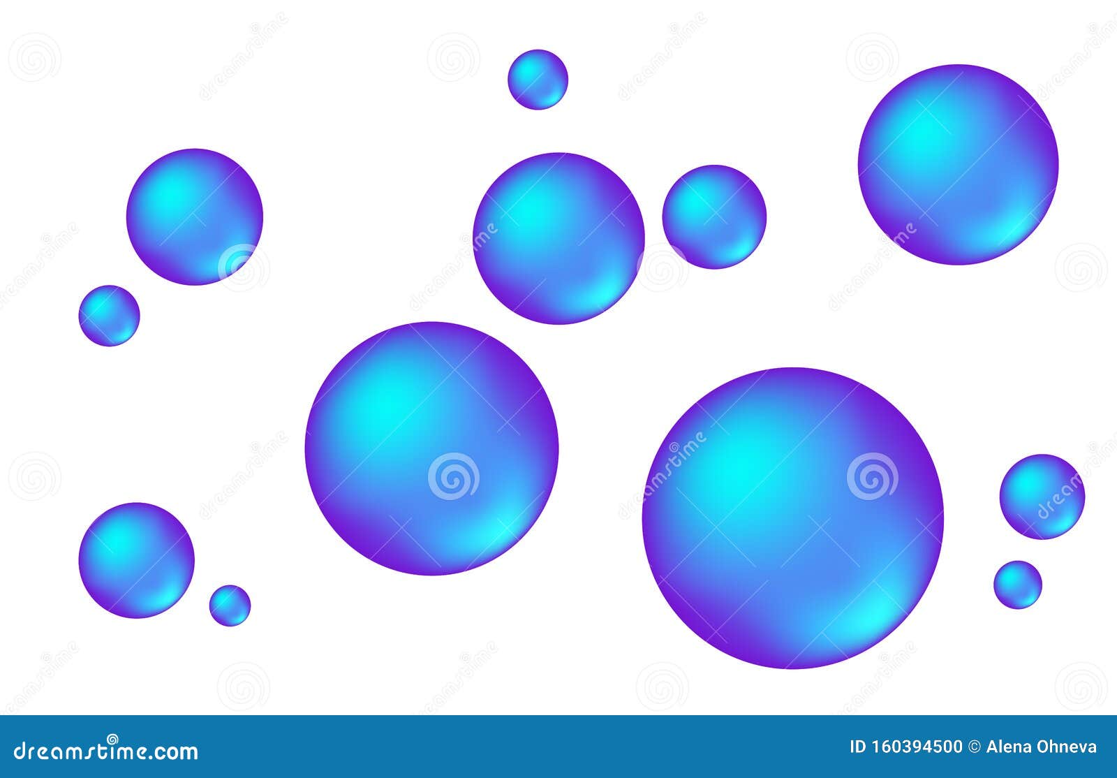 Sparkling Oxygen or Water Blue Bubbles on White Background Stock Vector ...