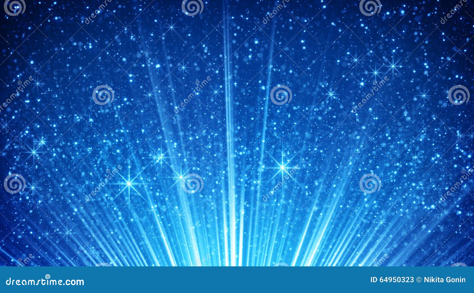 Sparkling Particles in Blue Light Rays Stock Illustration ...